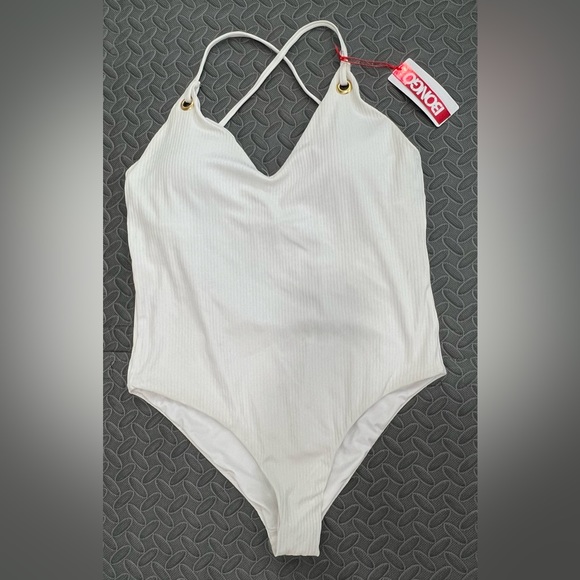 BONGO | Swim | Bongo Juniors Swimsuit One Piece White Shiny Gold Metal ...